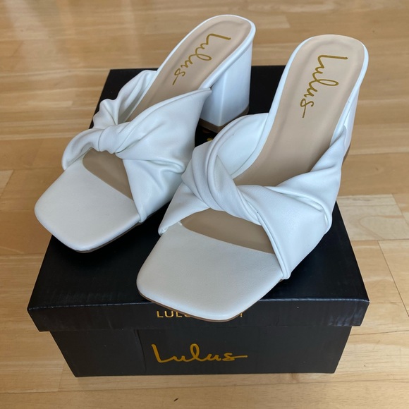 Lulus | Shoes | Nwot Lulus White Slideon Block Heels | Poshmark